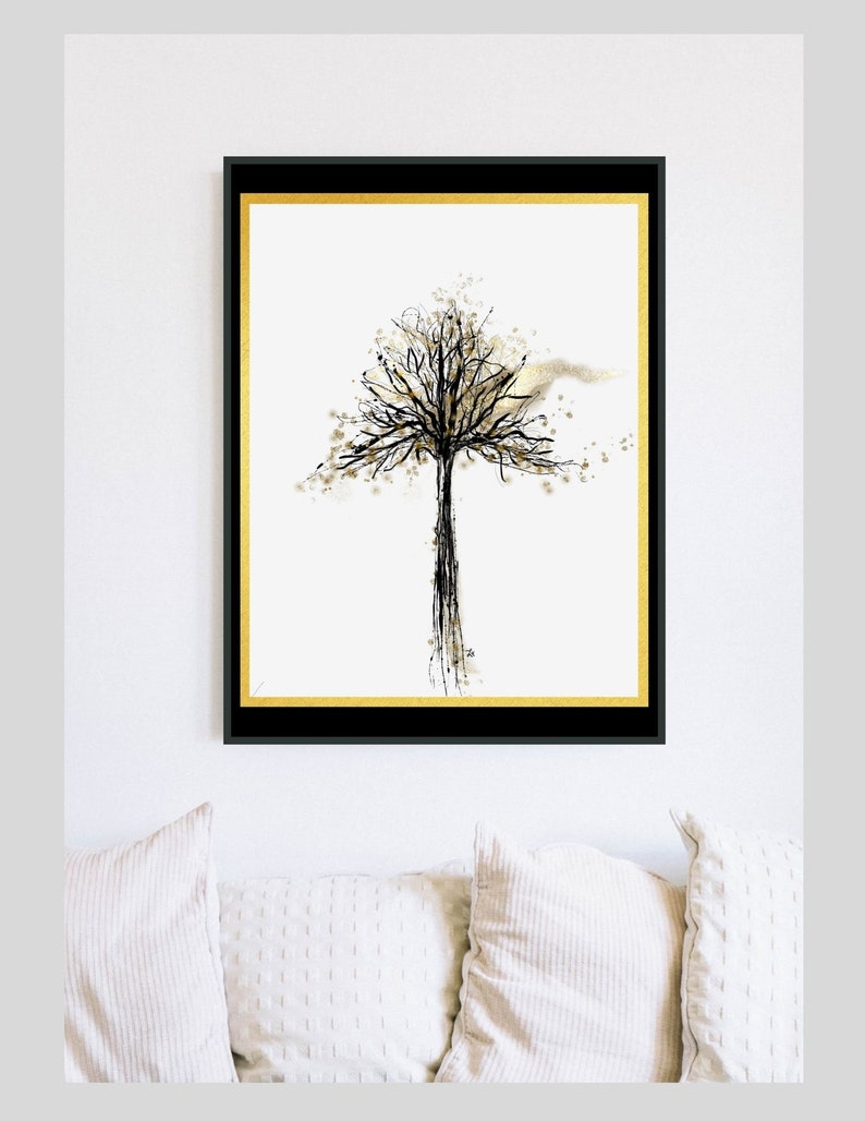 Goal Tree Painting Gold Moon Tree Painting Tree Art Fall Tree - Etsy