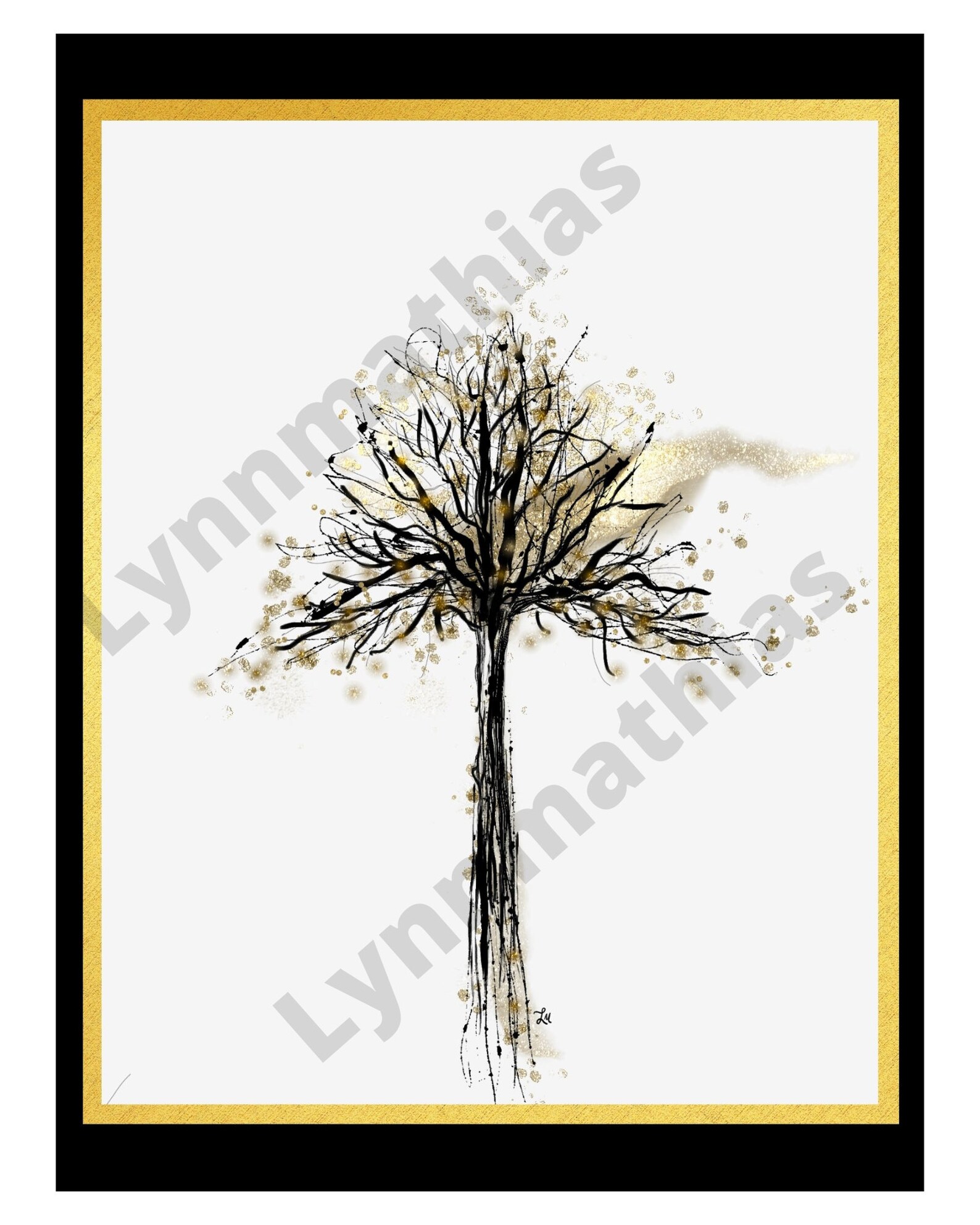 Goal Tree Painting Gold Moon Tree Painting Tree Art Fall Tree - Etsy