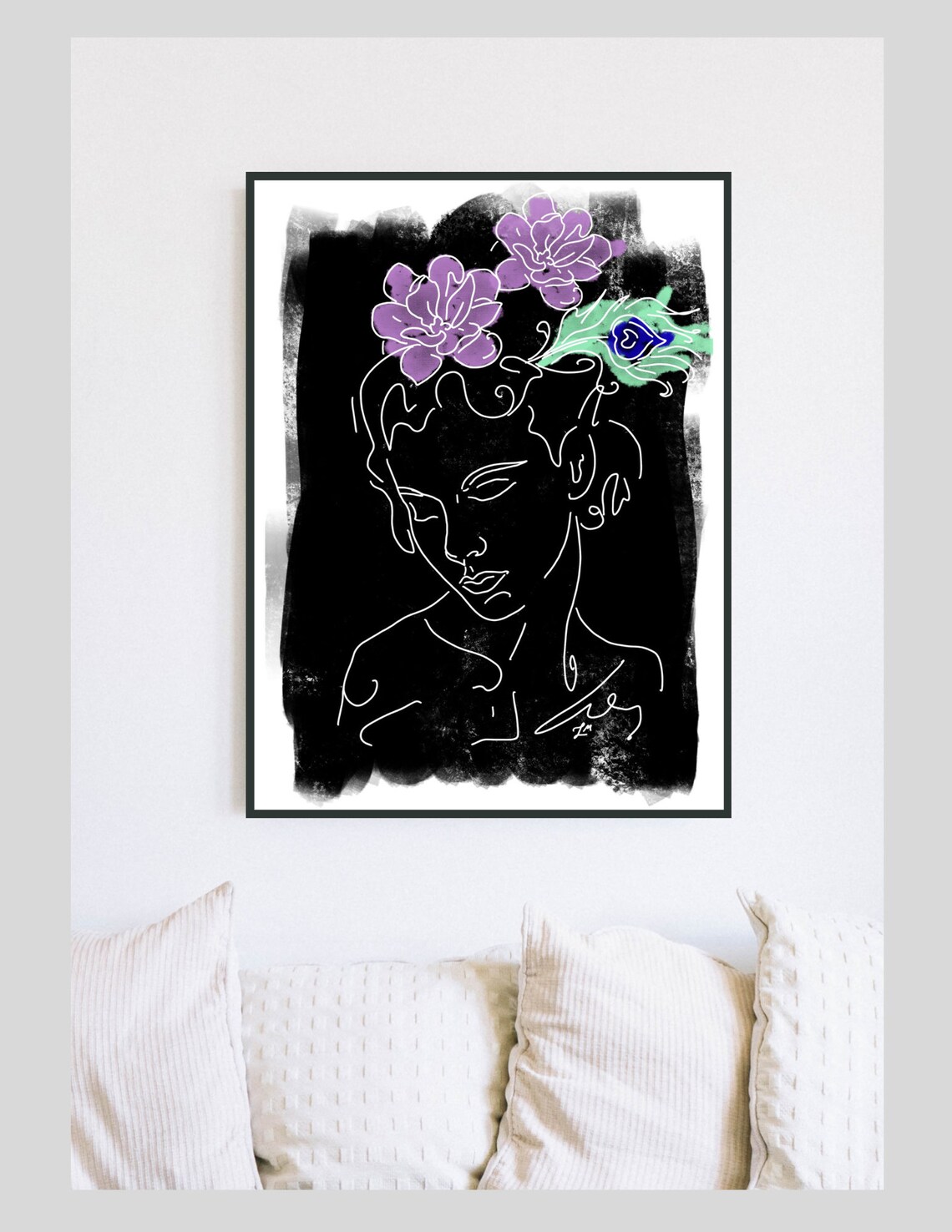 Purple Flower Woman Line Drawing - Etsy