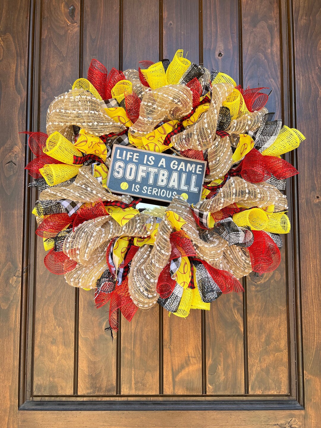 Softball Rustic Counrty Door Wall Wreath - Etsy Österreich
