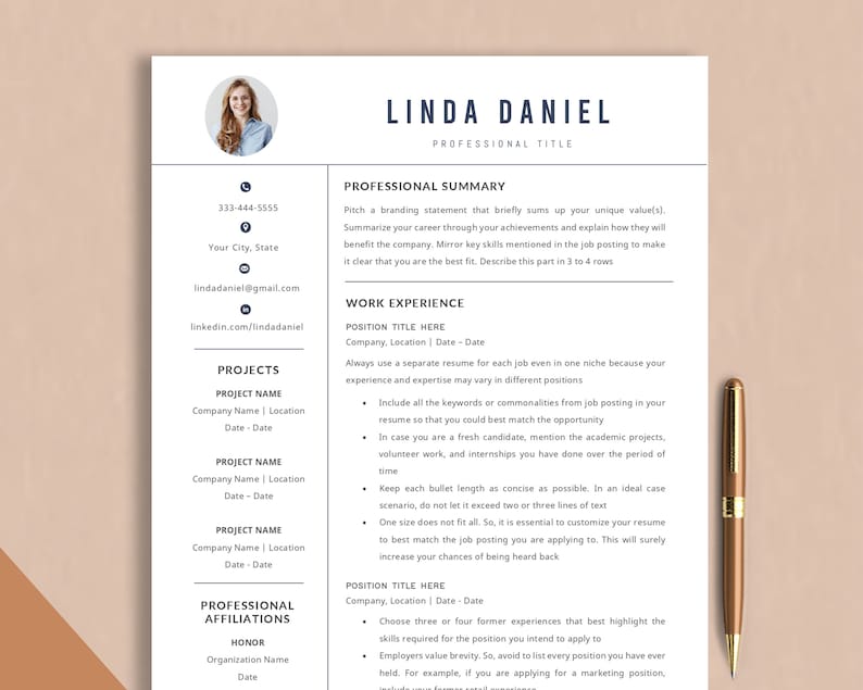 Clean Modern Resume Template Microsoft Word, Pages, Google Docs ...