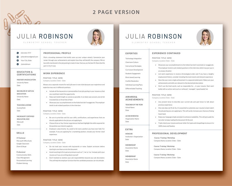 Teacher Resume Template Google Docs Word & Pages Teaching - Etsy