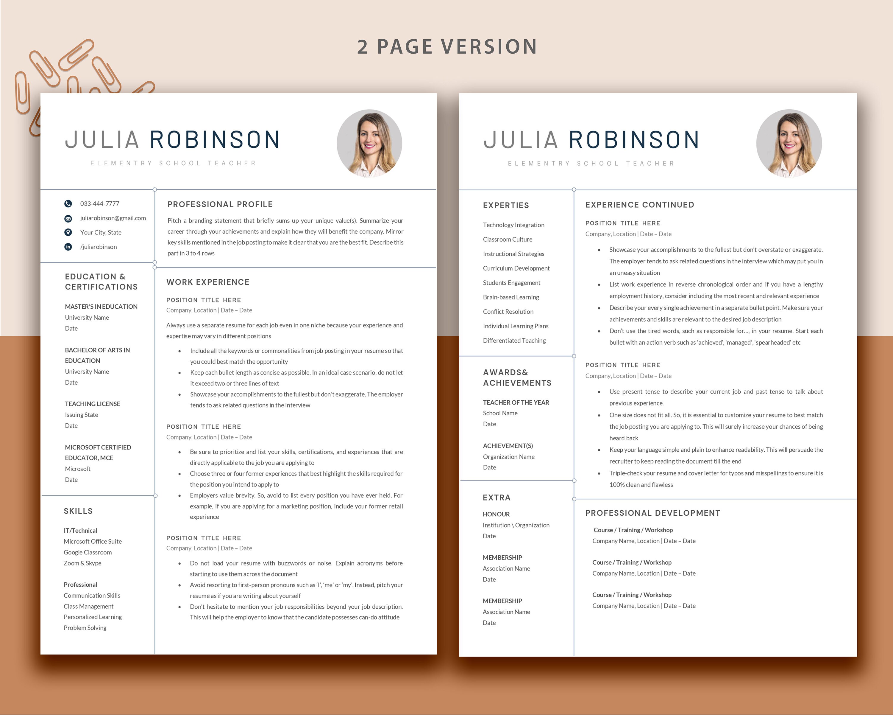 Teacher Resume Template Google Docs Word & Pages Teaching - Etsy