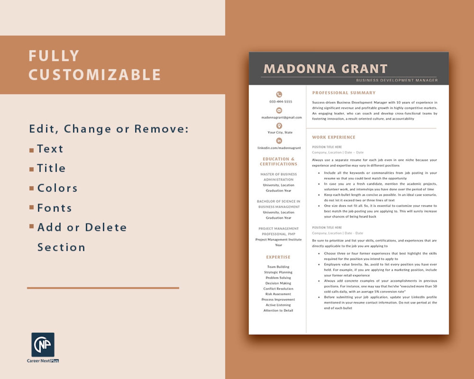 Modern Executive Resume Template, CEO Resume Template for Word, Google ...