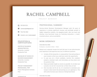 Clean Resume Template Google Docs Word & Pages Minimalist - Etsy