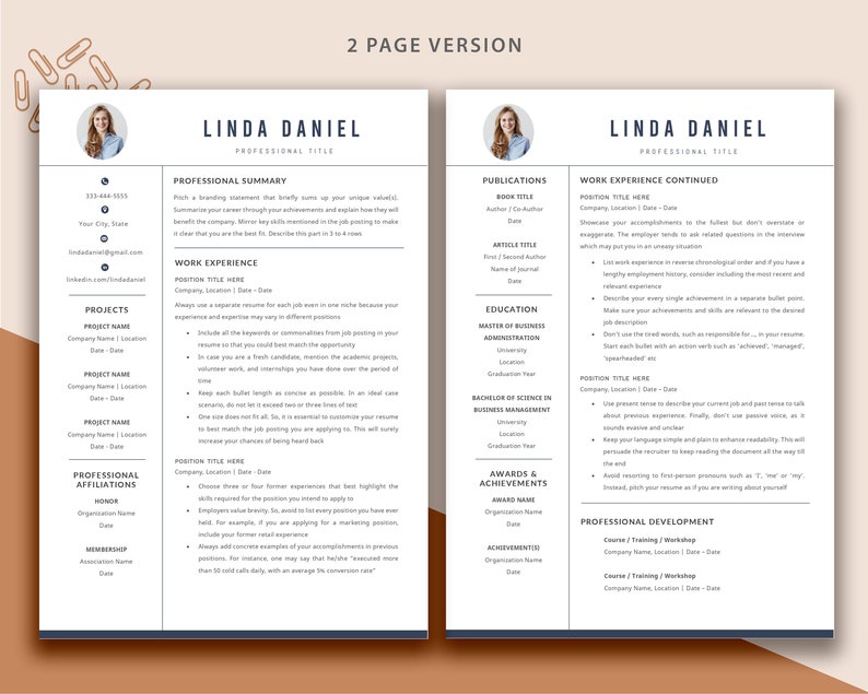 Clean Modern Resume Template Microsoft Word, Pages, Google Docs ...