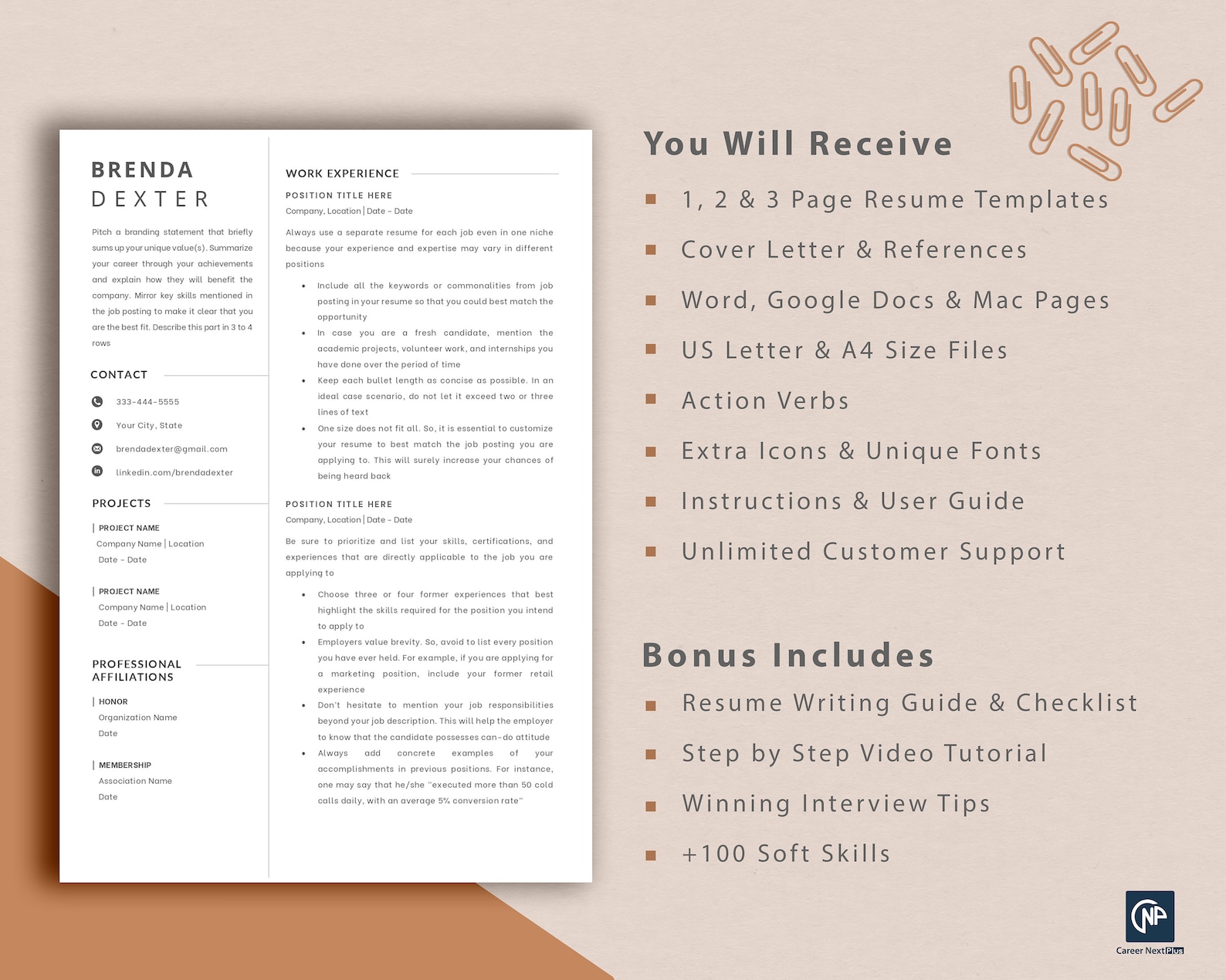 Executive Resume Template Word, Resume Pages, Google Docs CV Template ...