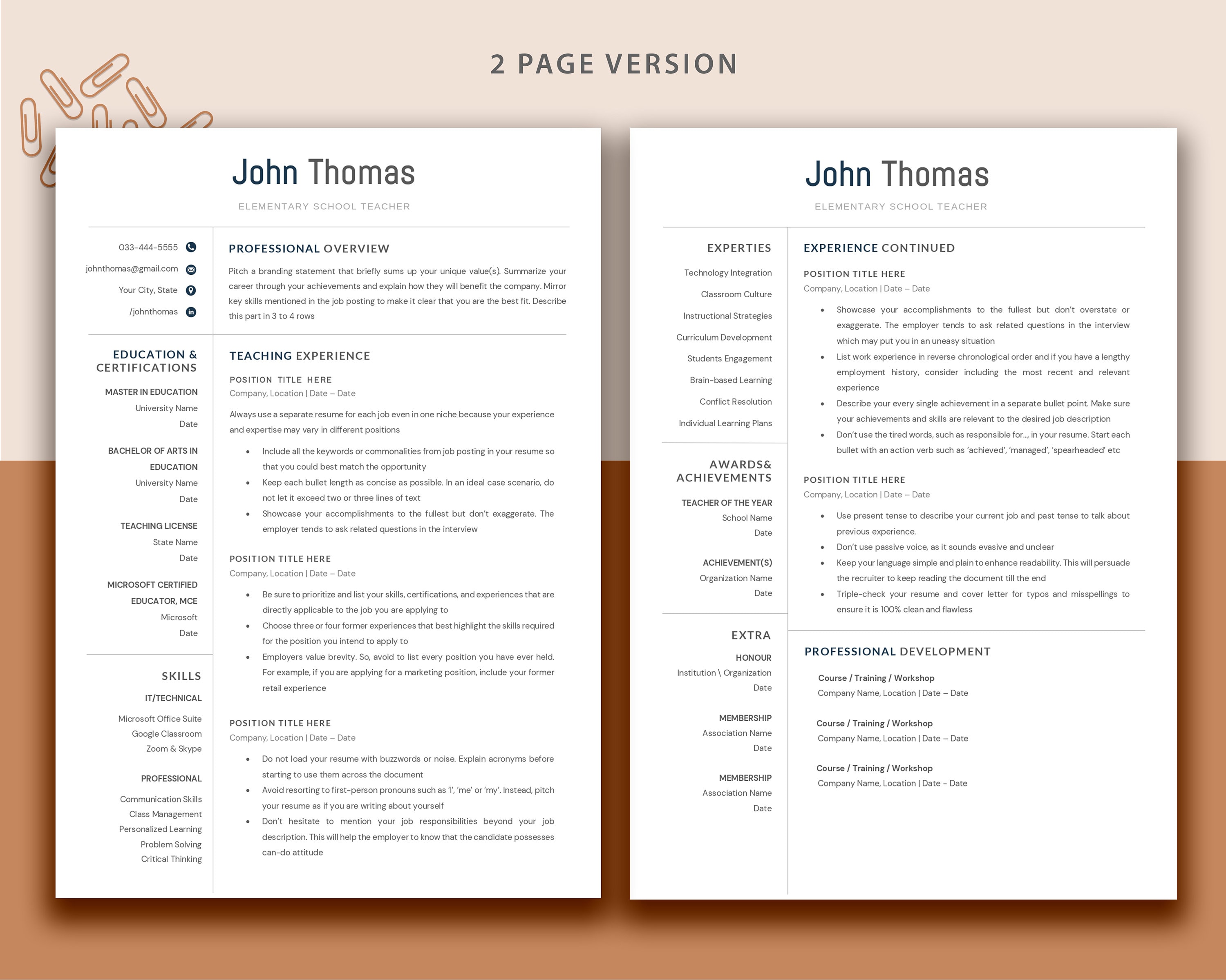 CV Template Professional Teacher Resume Template Google Docs - Etsy