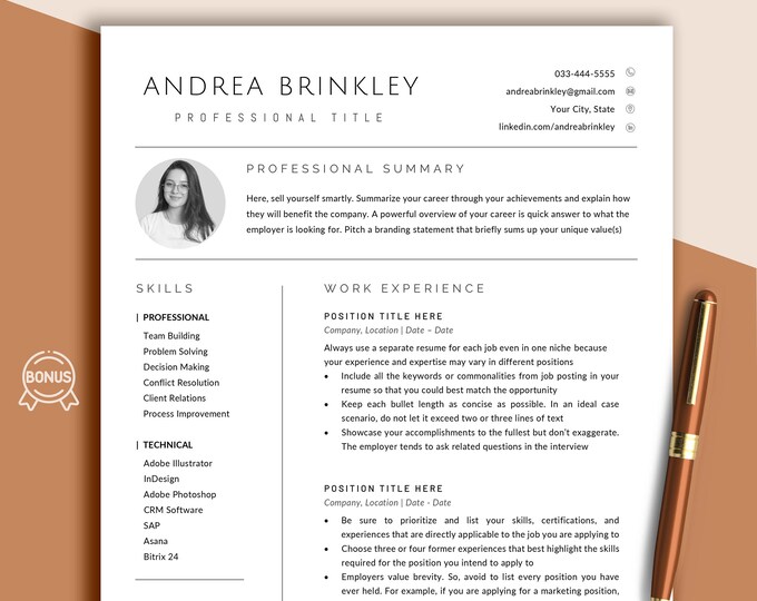 Editable, Professional Extended CV curriculum Vitae Template - Etsy