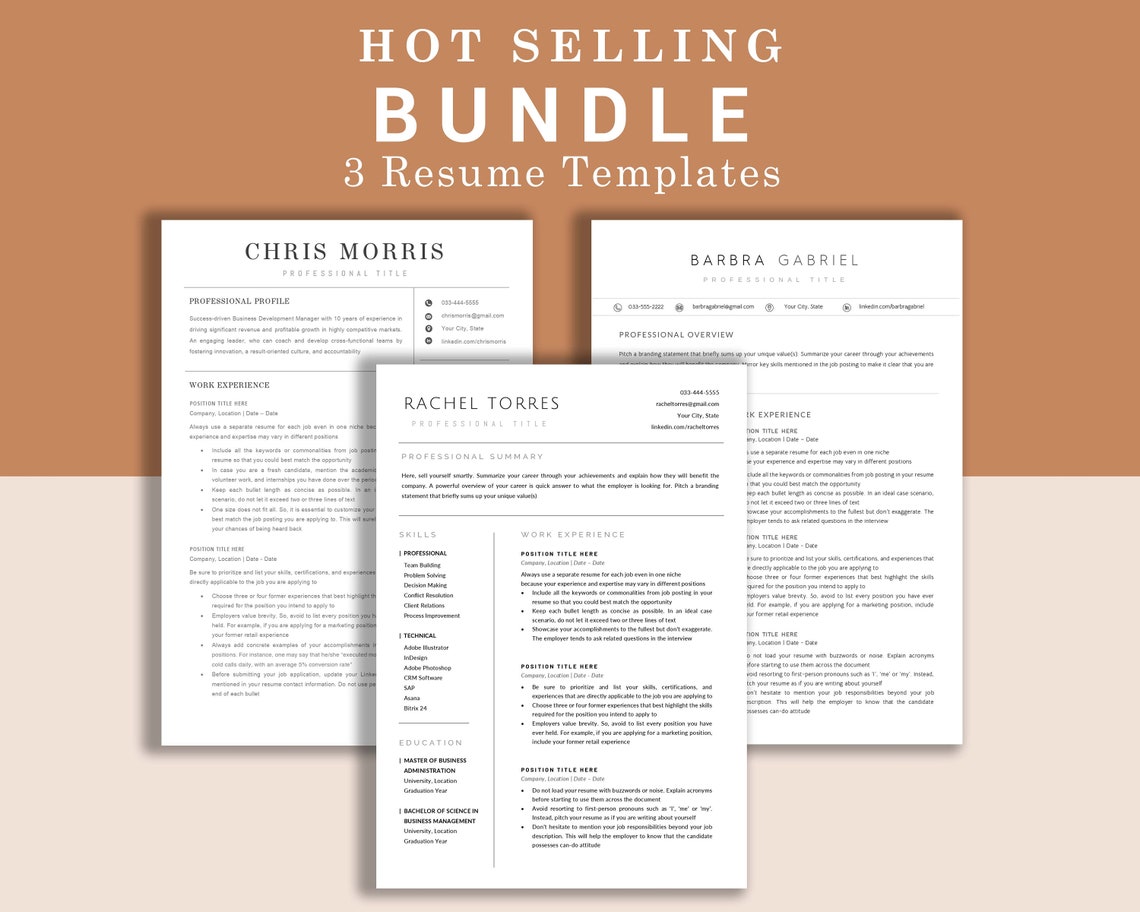Resume Template Bundle, CV Template Word, CV Google Doc & Resume Pages ...