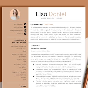 Creative Teacher Resume Template, Teacher Resume Template With Photo ...