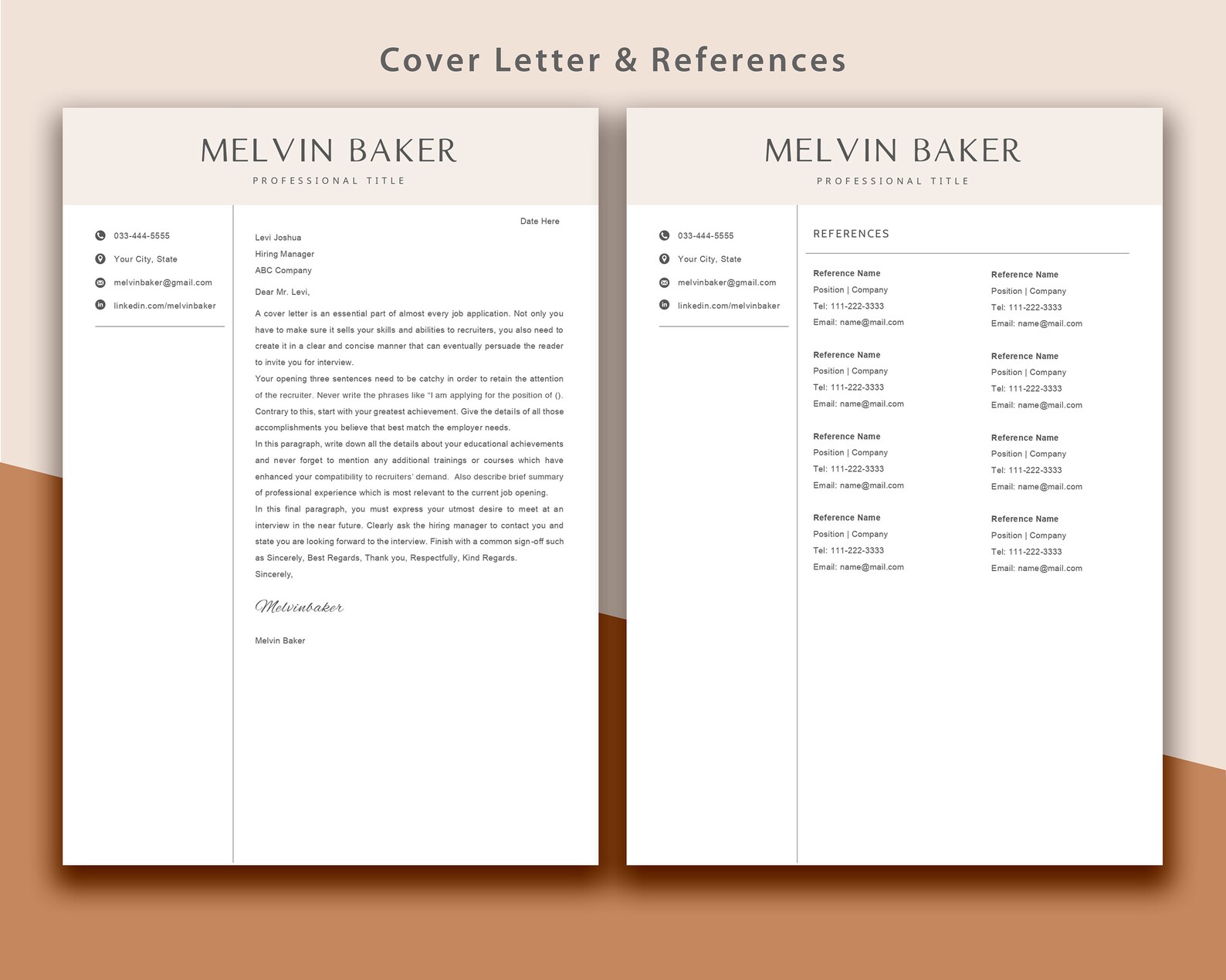 Modern Executive Resume Template Word & Pages Resume Google Docs CV ...