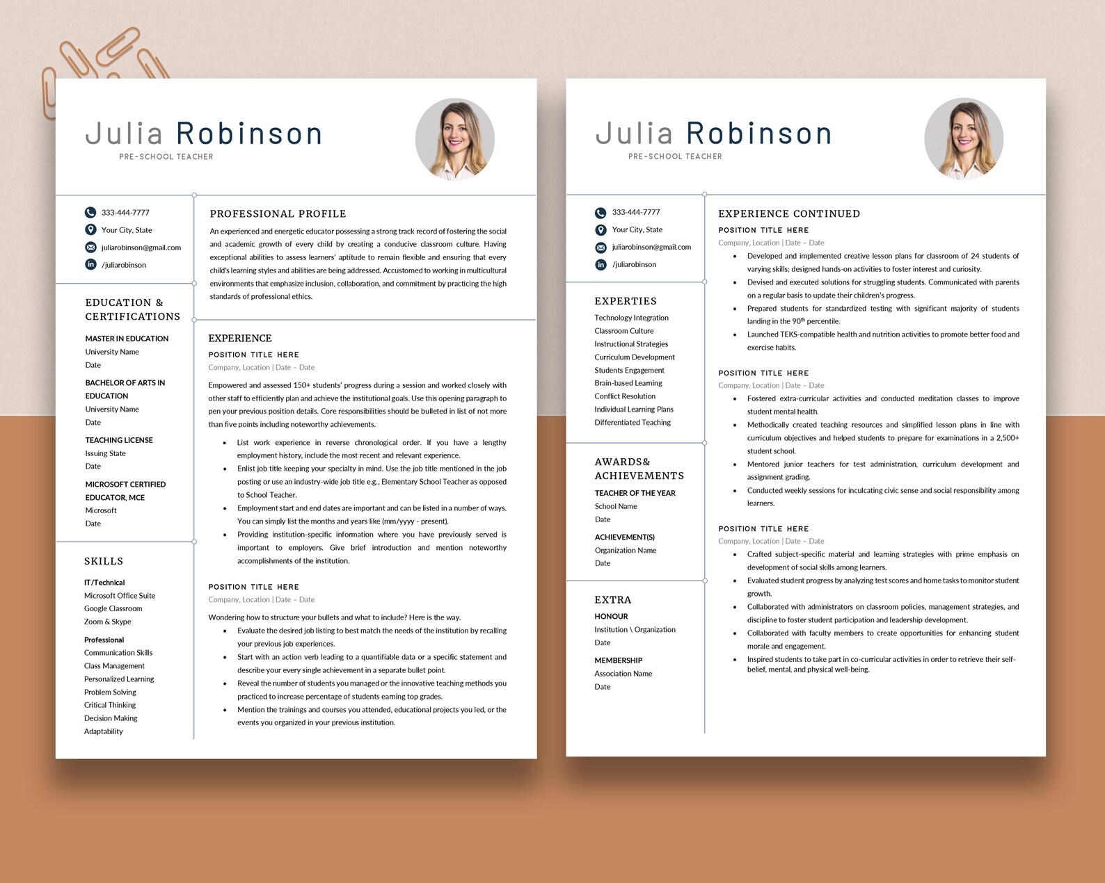 Teacher Resume Template Google Docs Word & Pages Teaching - Etsy