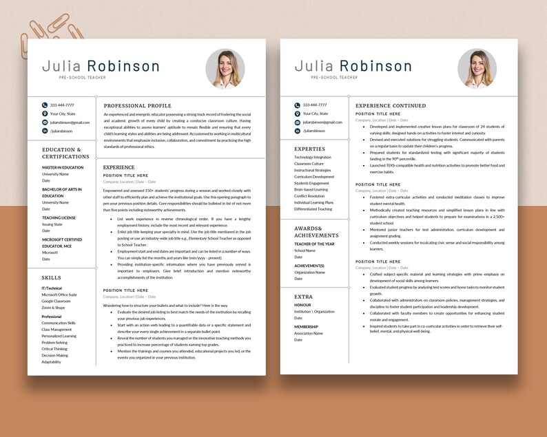 Teacher Resume Template Google Docs Word & Pages Teaching - Etsy