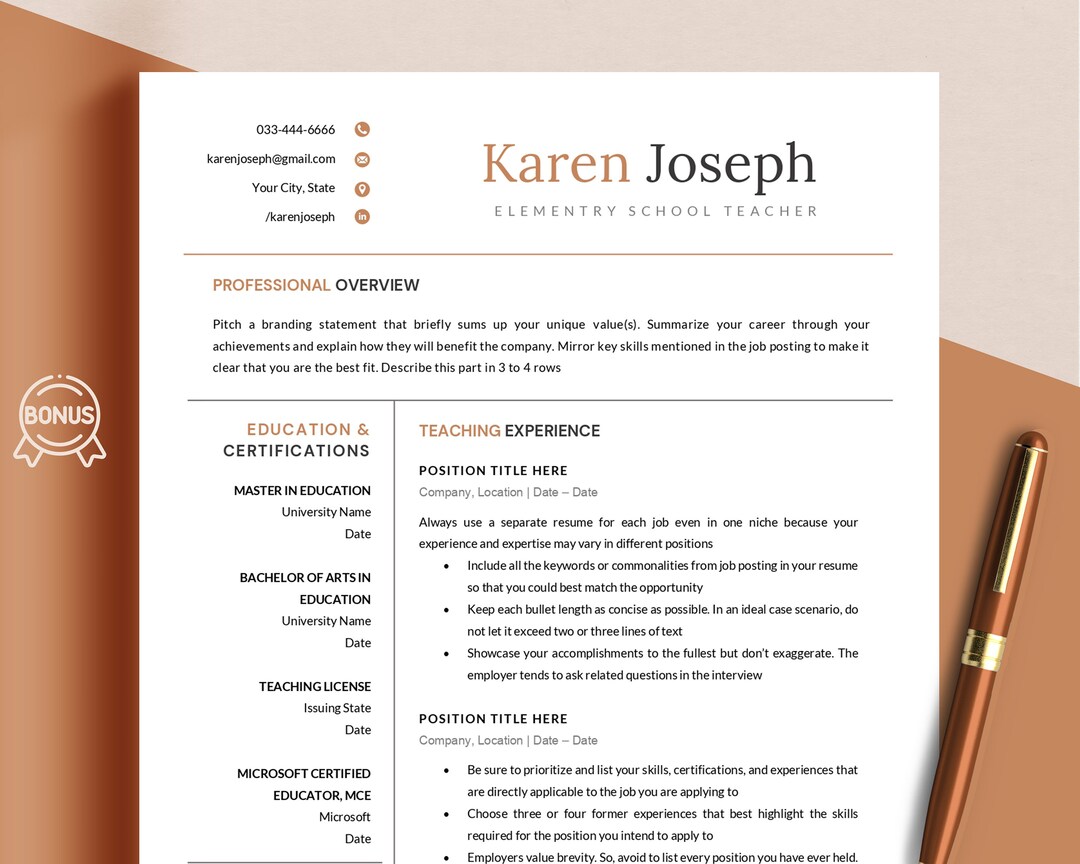 Teacher Resume Template Google Docs Resume Template Word Professional ...
