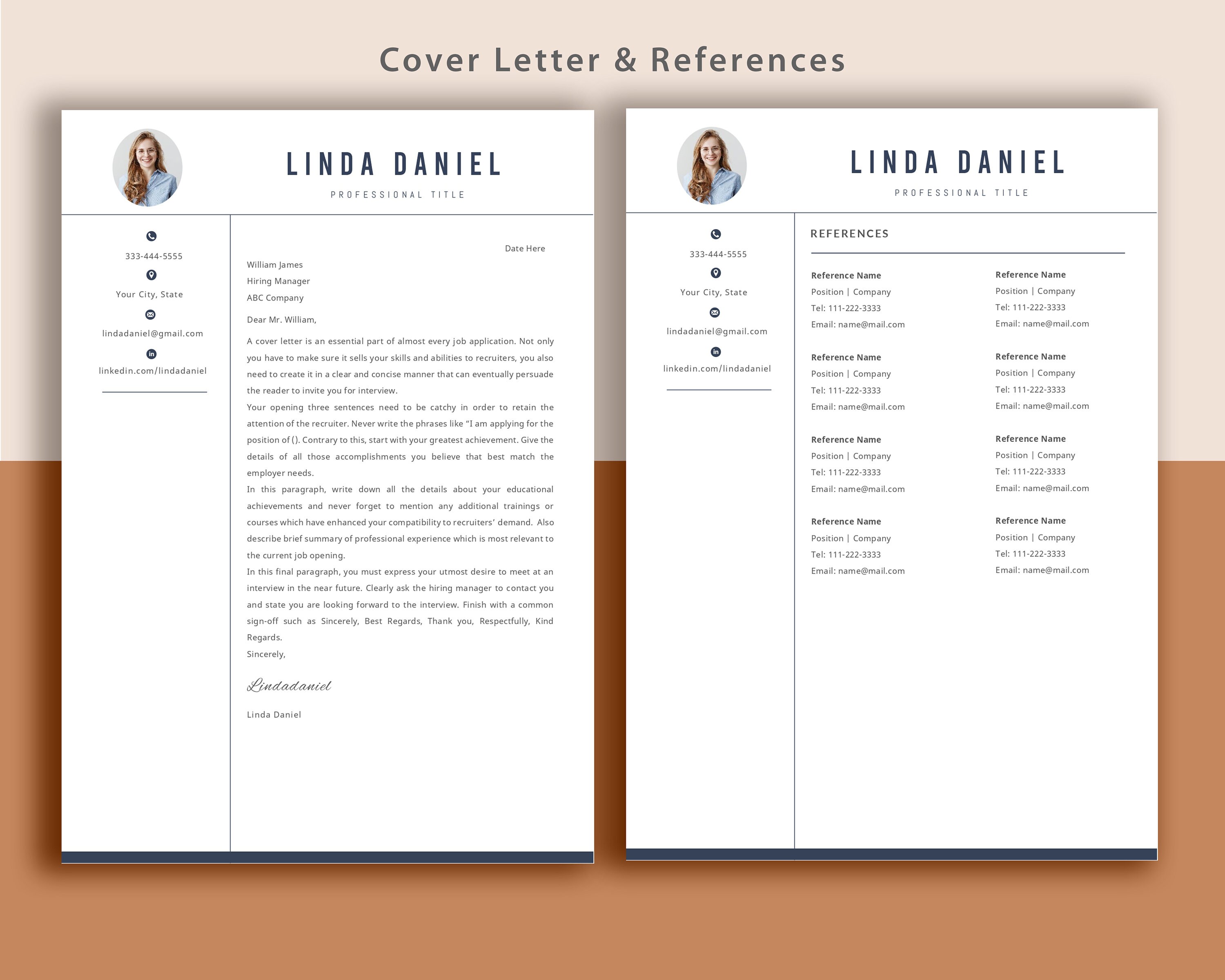 Clean Modern Resume Template Microsoft Word Pages Google - Etsy