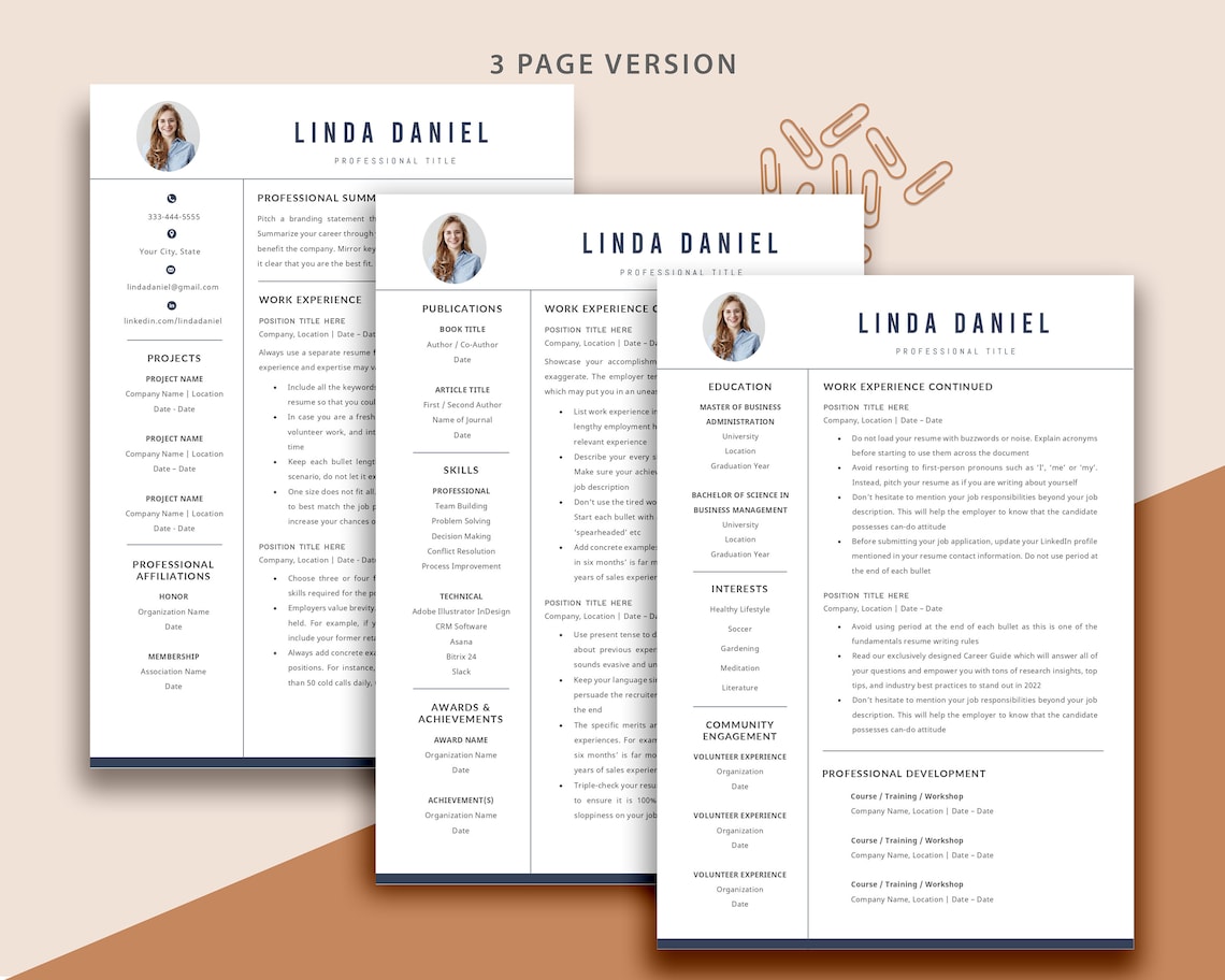 Clean Modern Resume Template Microsoft Word, Pages, Google Docs ...