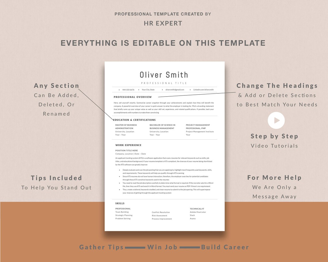 ATS Resume Template Word & Pages Google Docs Resume Template - Etsy