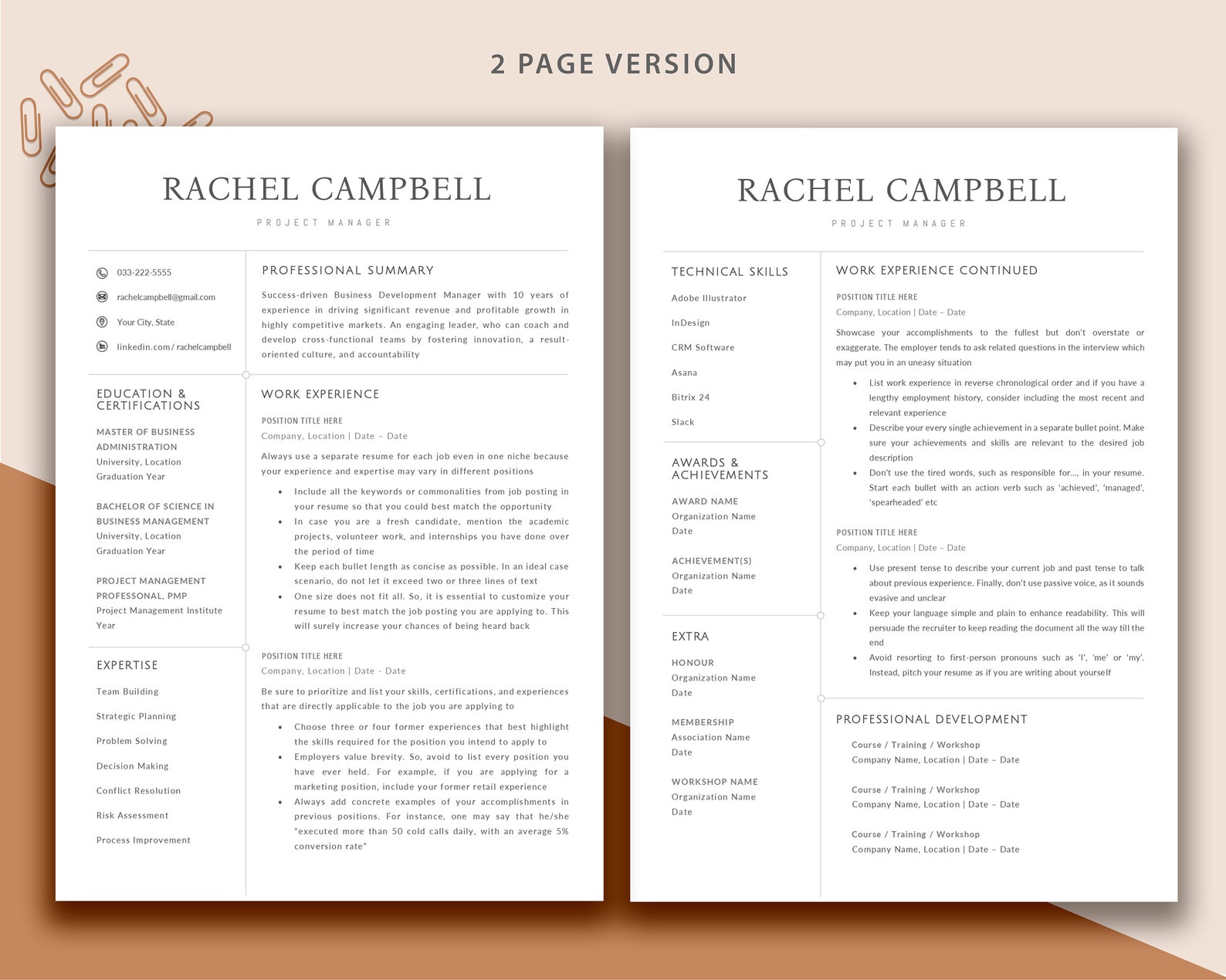 Minimal Resume Template Google Docs Resume Template Word Apple Pages ...