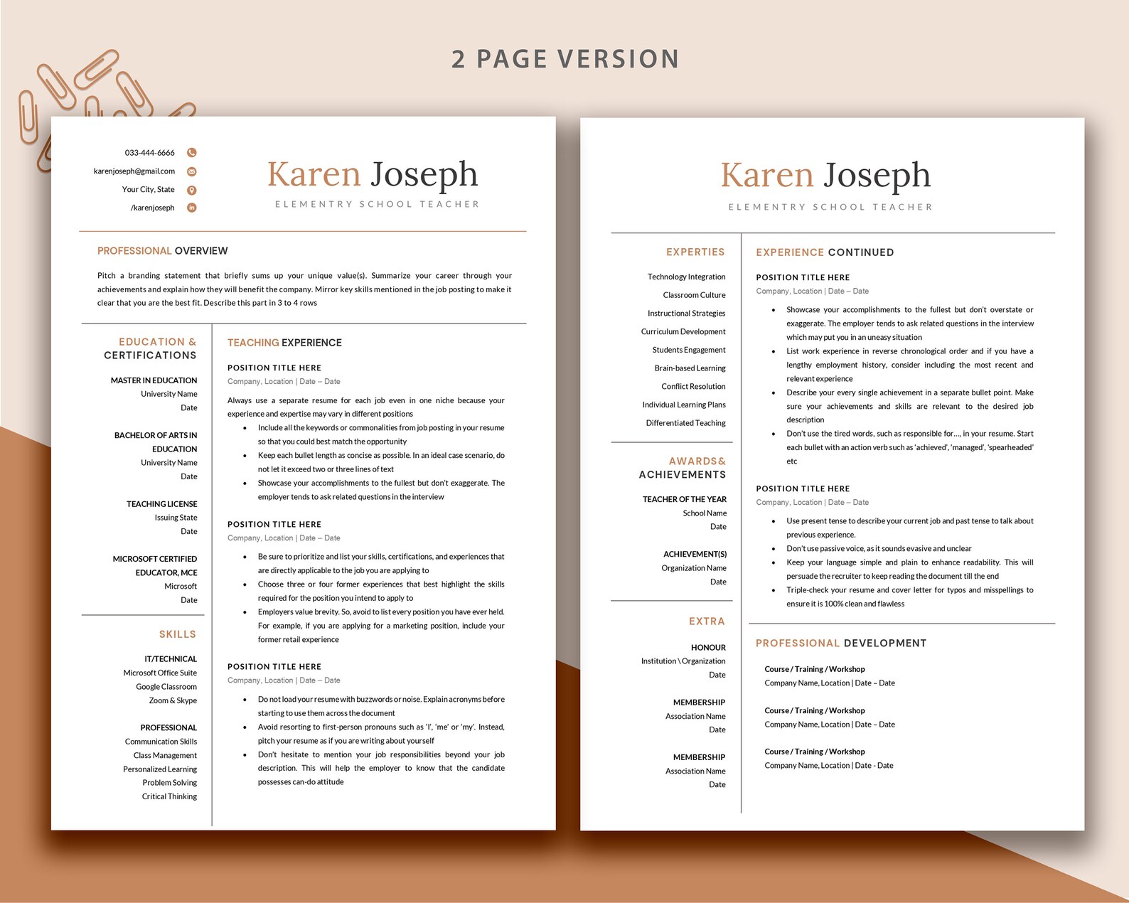 Teacher Resume Template Google Docs Resume Template Word Professional ...