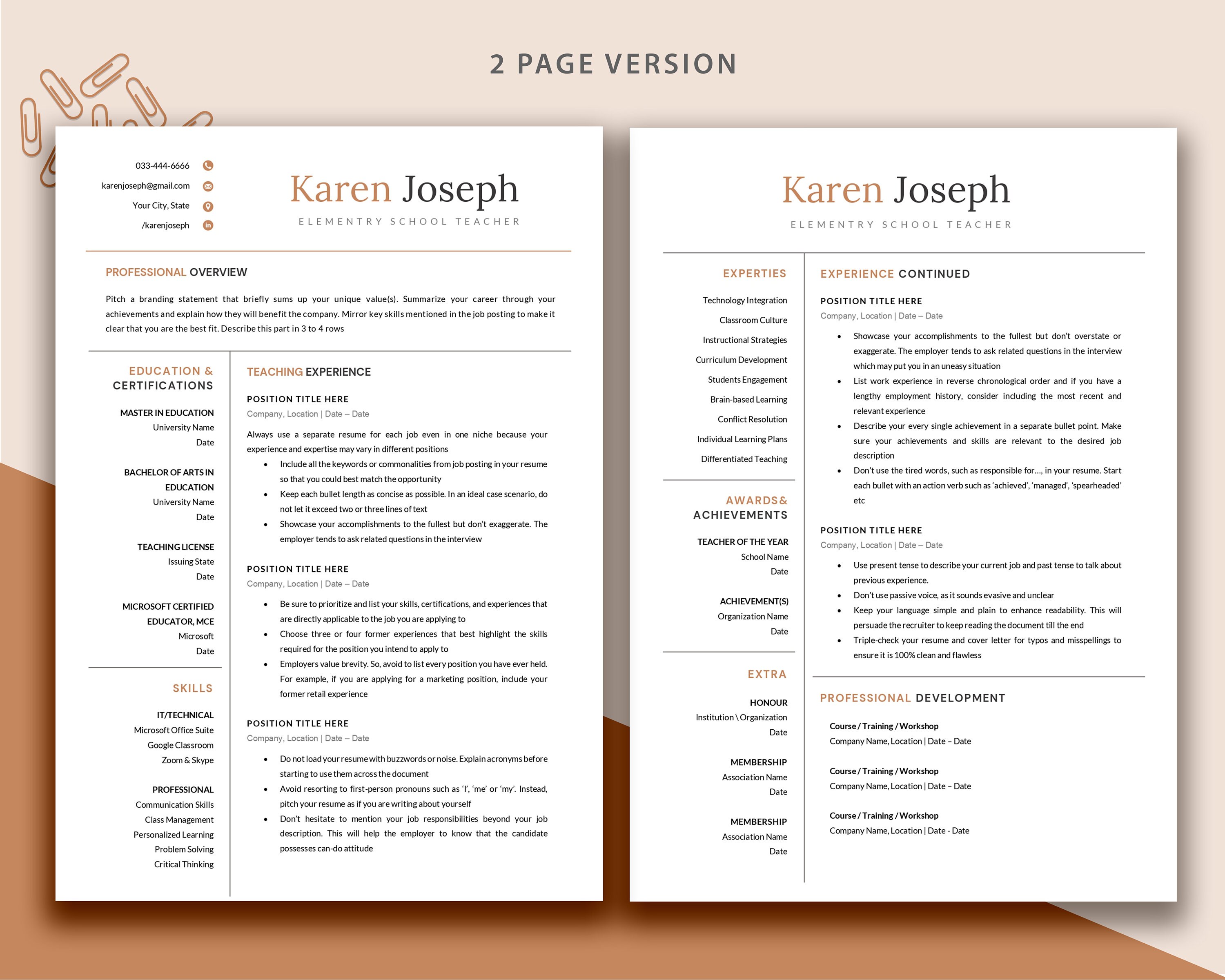 Teacher Resume Template Google Docs Resume Template Word Professional ...