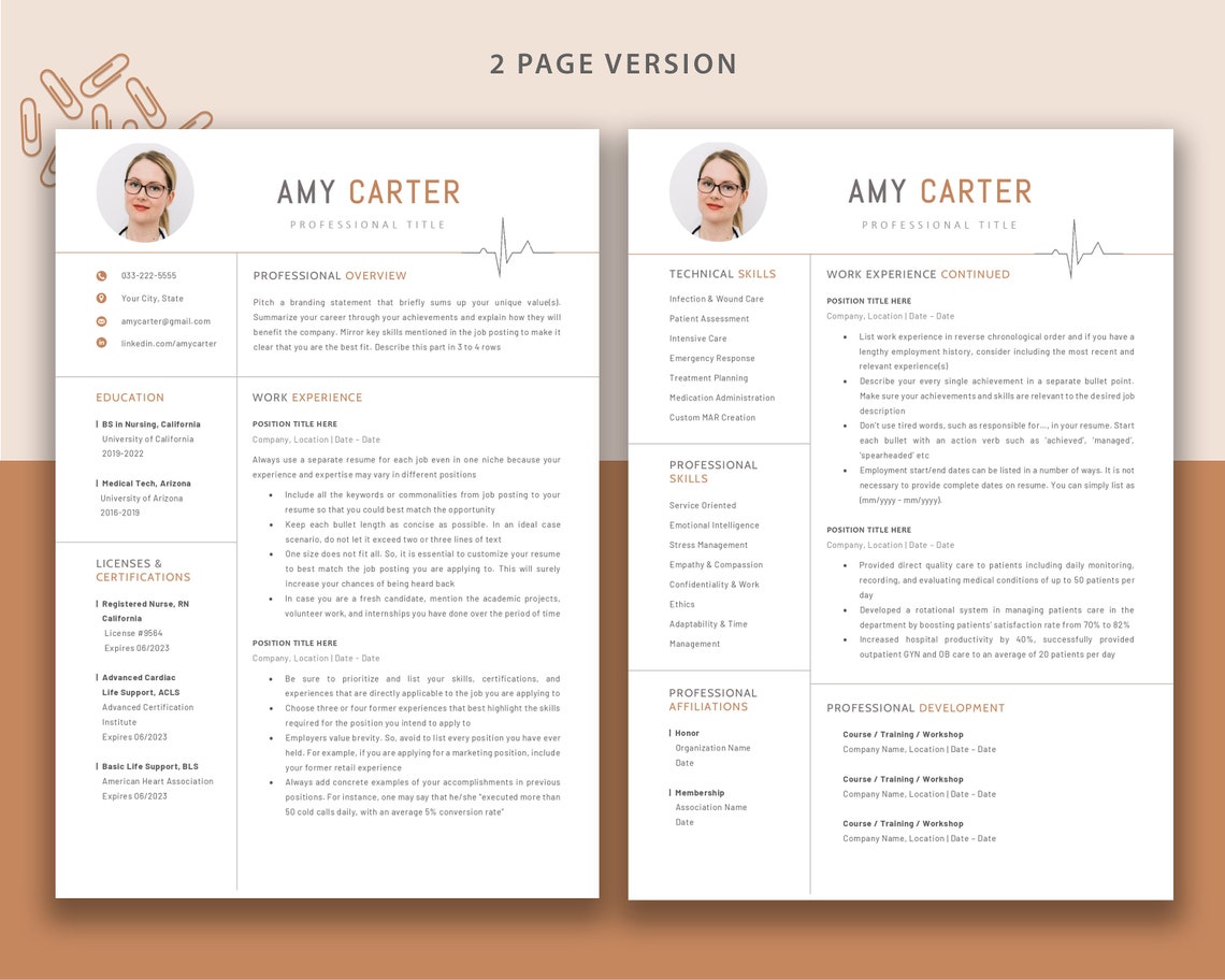 Modern Nurse Resume Template Nursing Student Resume Resume - Etsy