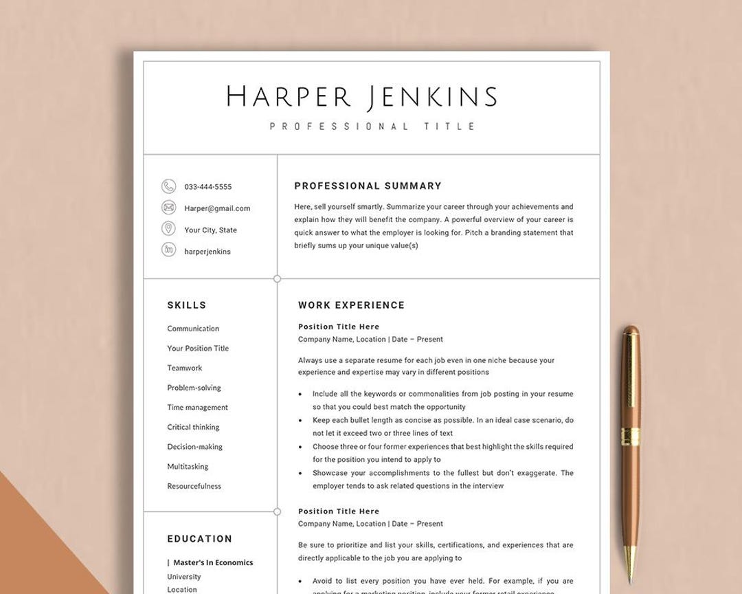 Professional Google Docs Resume Template Word & Pages CV Resume ...