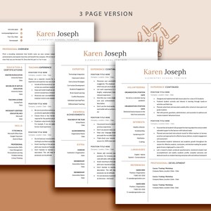 Teacher Resume Template Word Pages Google Docs Teaching - Etsy