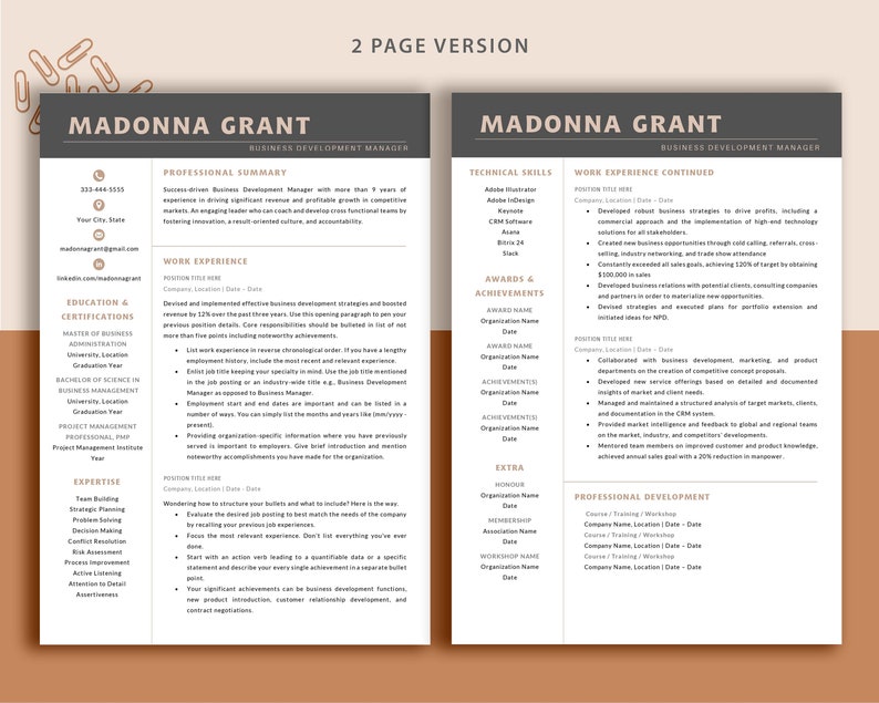 Modern Executive Resume Template CEO Resume Template for - Etsy