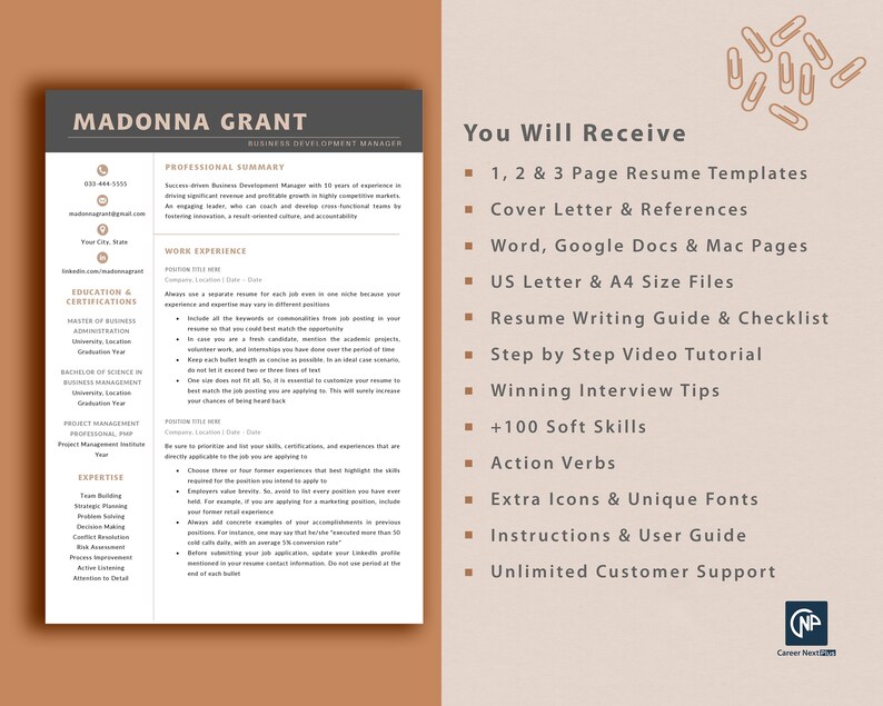 Modern Executive Resume Template CEO Resume Template for - Etsy