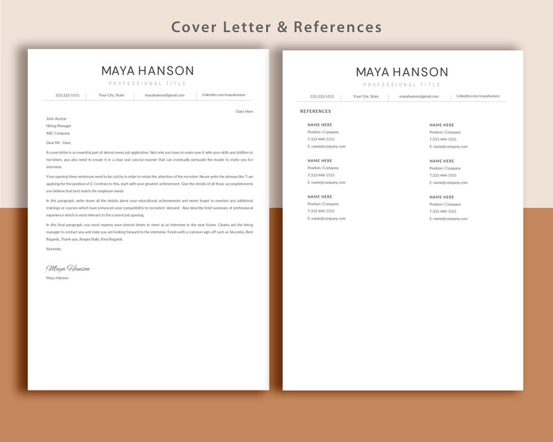 ATS Resume Template Word Pages Google Docs Minimalist ATS - Etsy