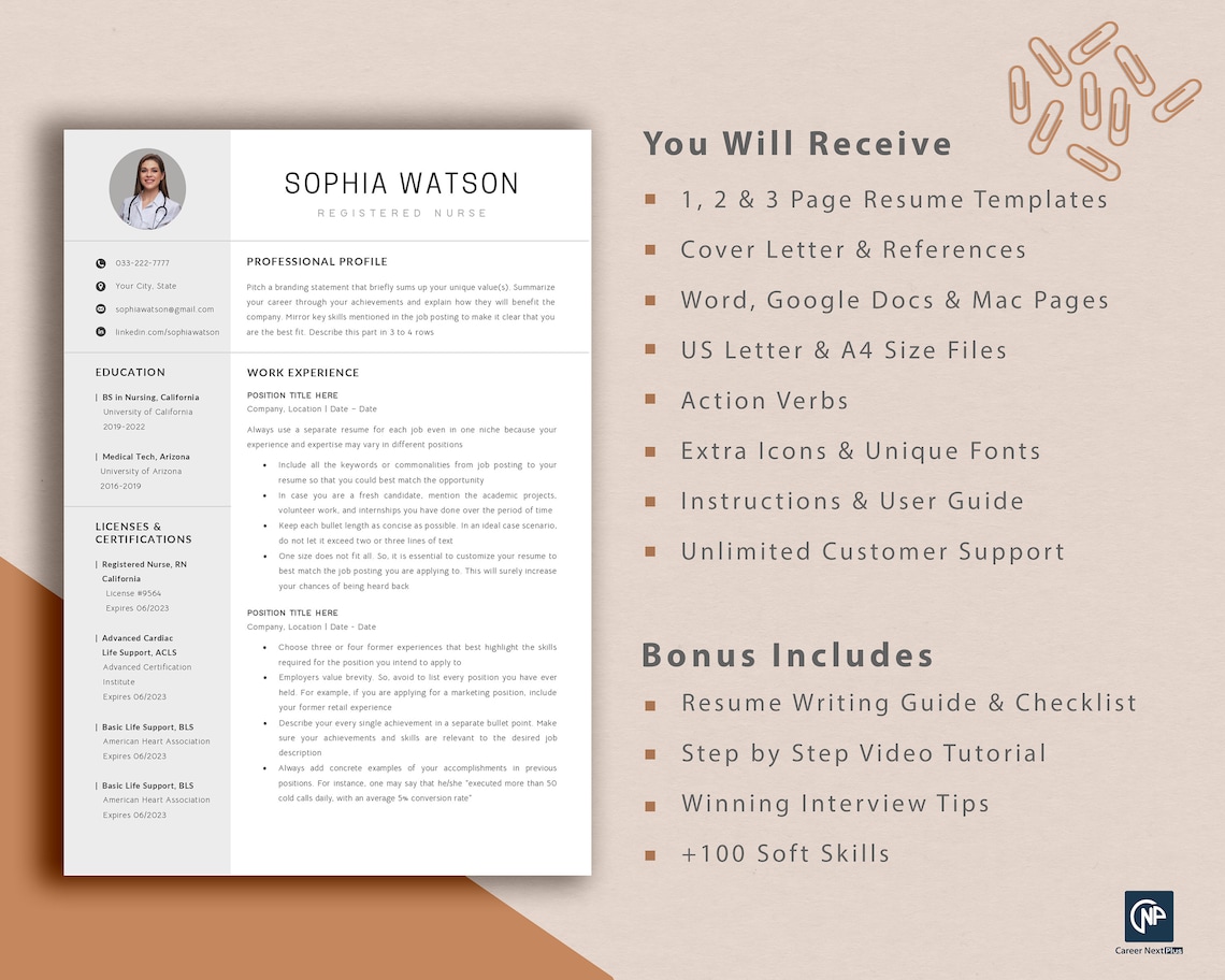 RN Resume Template Nurse, Nurse Resume Template Google Docs, Word ...