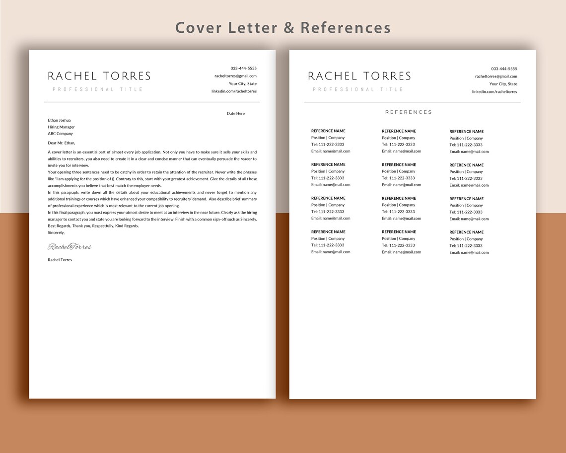 Clean Resume Template Google Docs Word & Pages Minimalist - Etsy UK