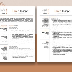 Teacher Resume Template Word Pages Google Docs Teaching - Etsy
