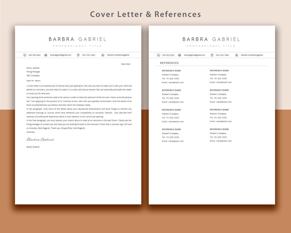 Clean Resume Google Docs Modern Resume Template Word Pages - Etsy