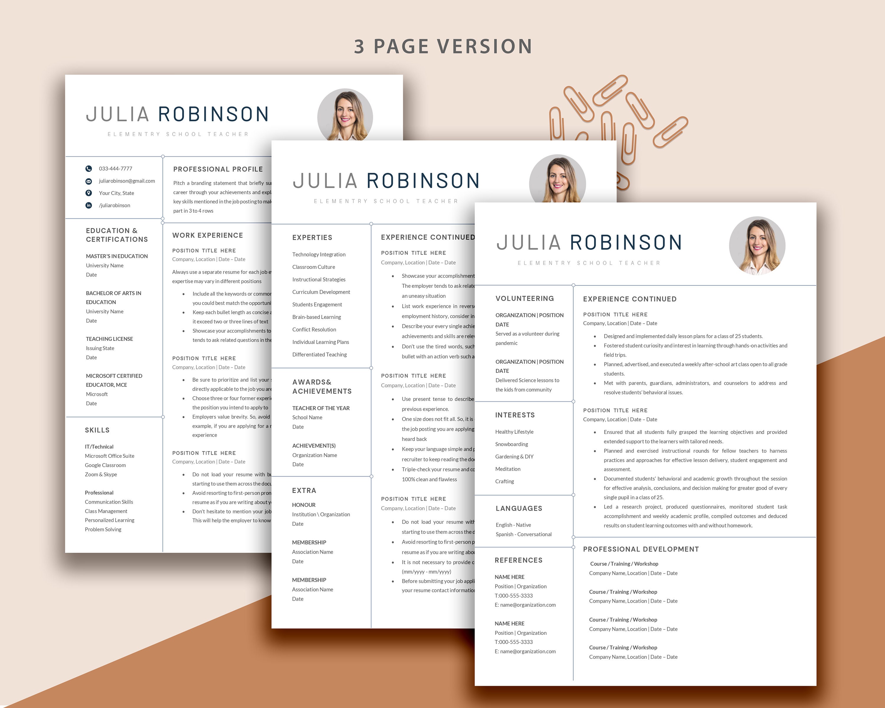 Teacher Resume Template Google Docs, Word & Pages, Teaching Resume ...