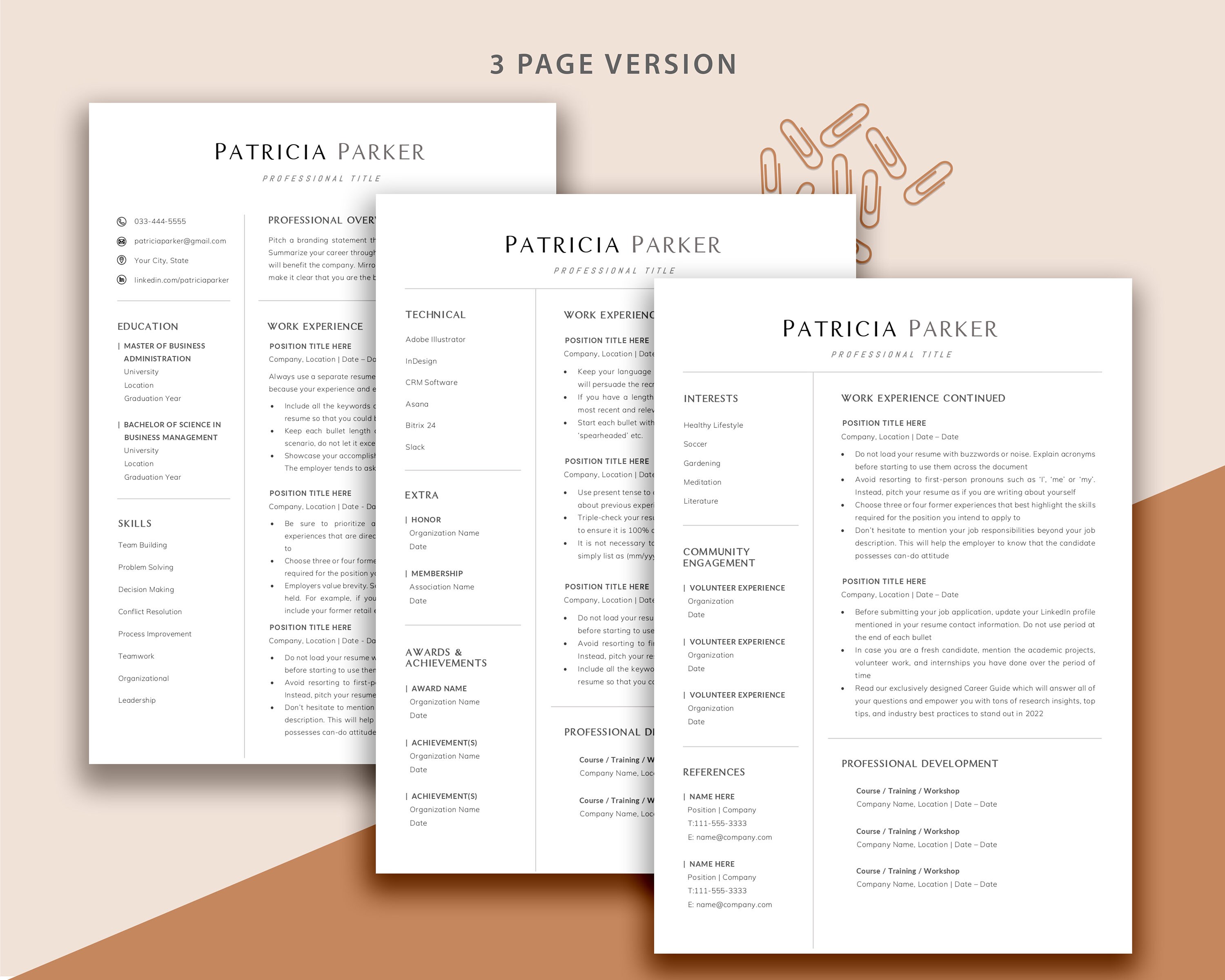 Professional CV Resume Template Word 2023 Resume Google Docs Resume ...