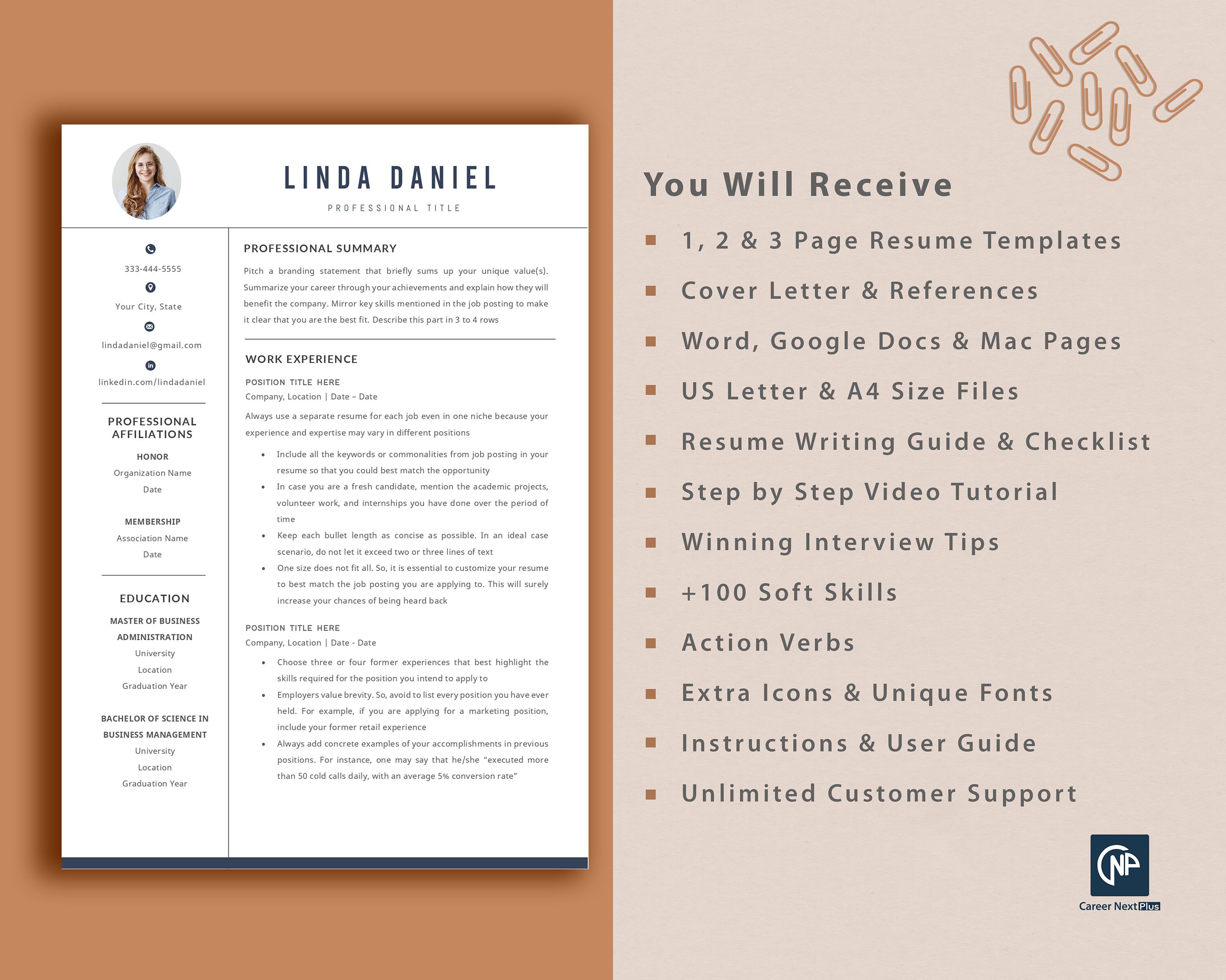 Clean Modern Resume Template Microsoft Word Pages Google - Etsy