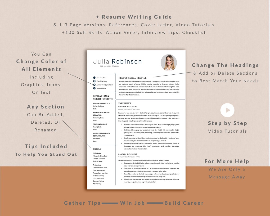 Teacher Resume Template Google Docs Word & Pages Teaching - Etsy