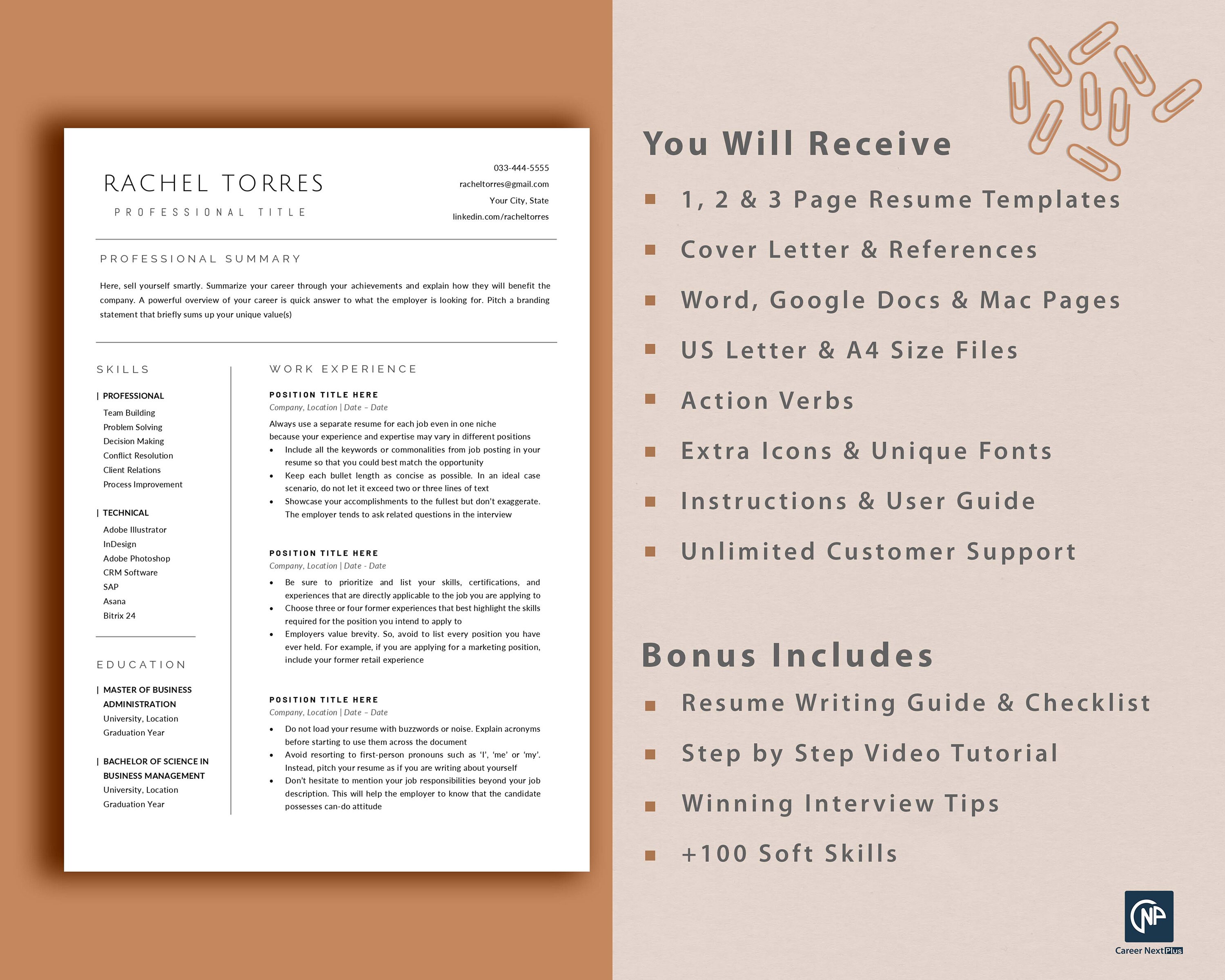 Clean Minimalist Resume Template Google Docs Simple Resume Template ...