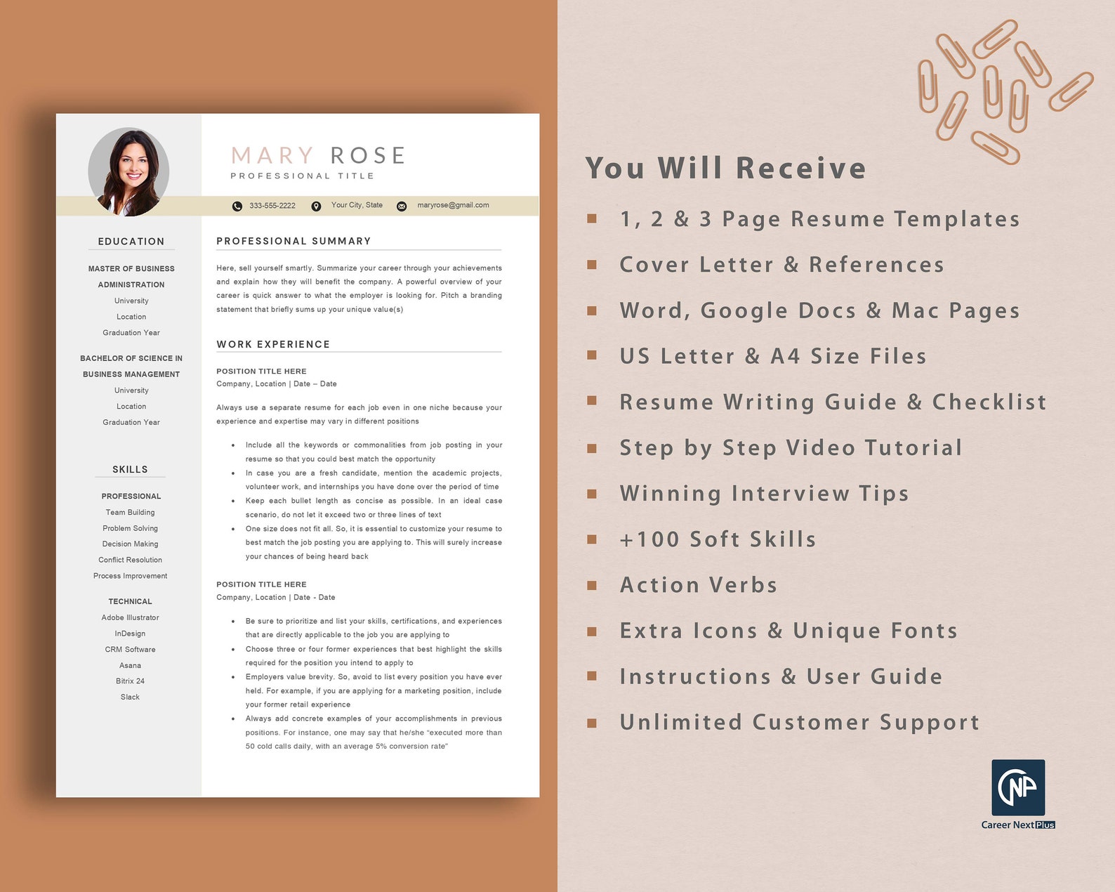 Executive Resume With Photo Minimalist Resume Template Word - Etsy