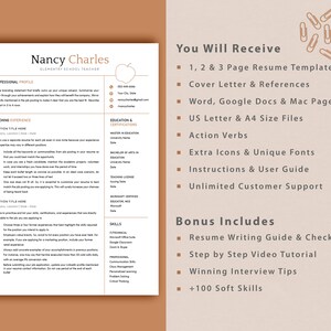 Modern Teacher Resume Template, Teacher Resume Template With Cover ...