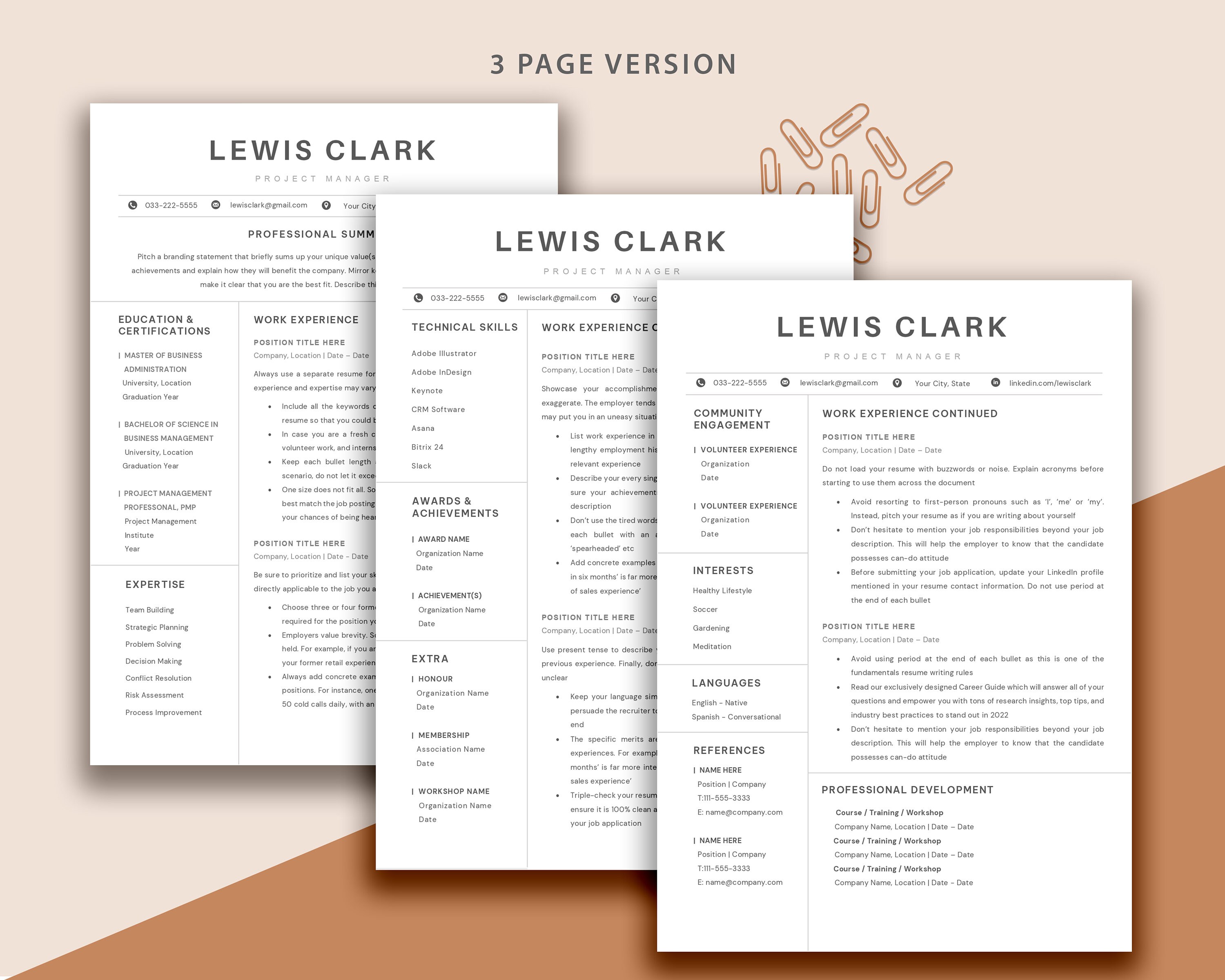 Google Docs Resume Template Modern, CV Template Word Resume, Pages ...