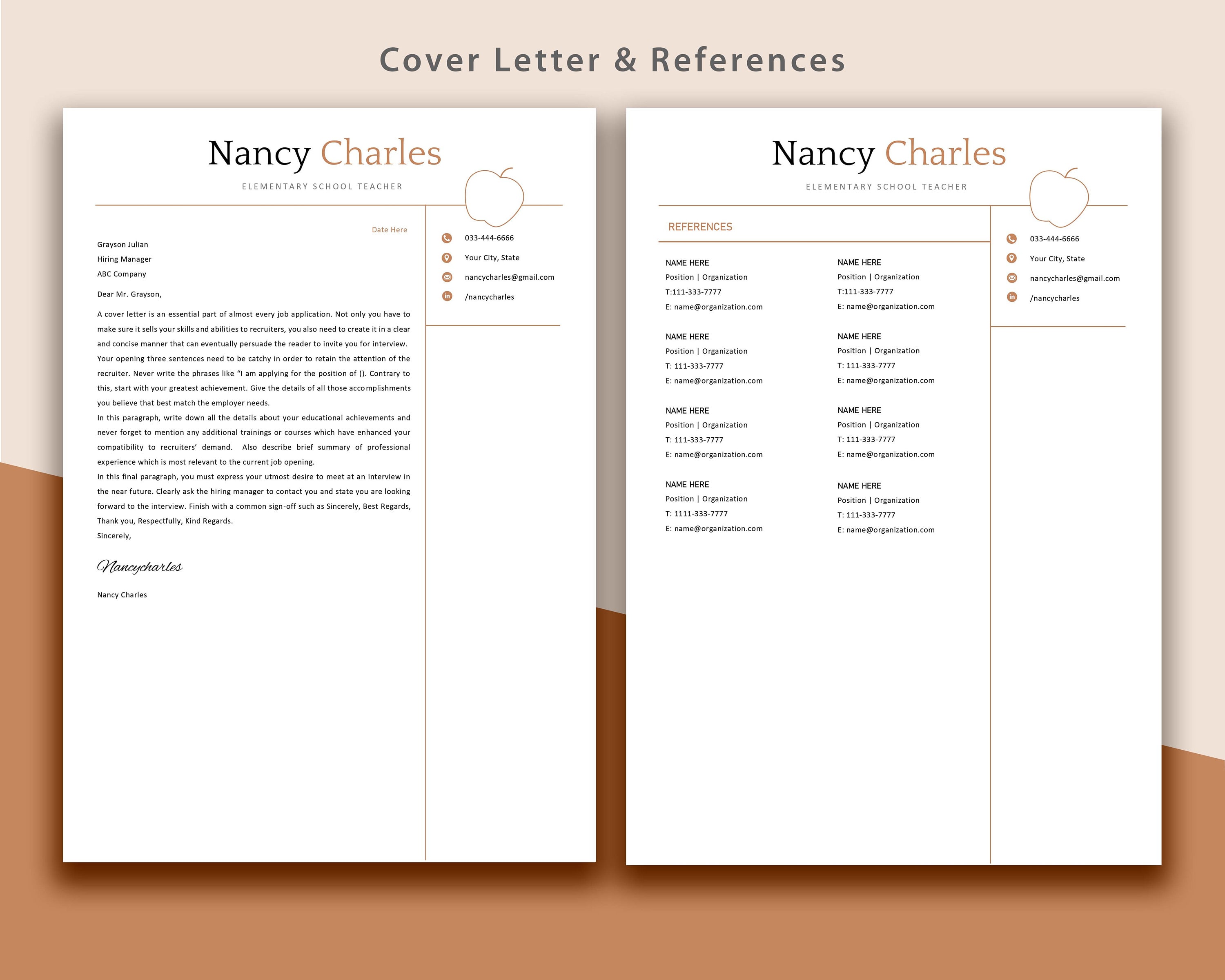 Modern Teacher Resume Template, Teacher Resume Template With Cover ...
