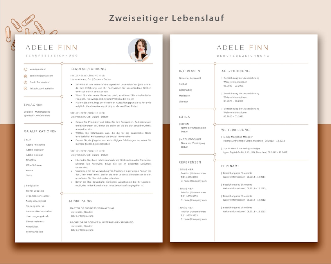 Bewerbungsvorlage Deutsch, Lebenslauf Vorlage Word, Google Docs & Pages ...