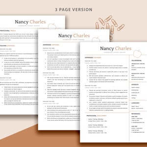 Modern Teacher Resume Template, Teacher Resume Template With Cover ...