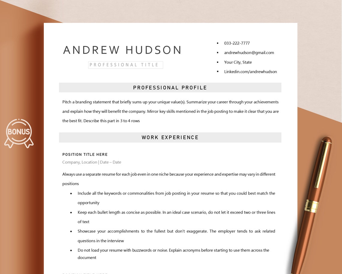 ATS Resume Template Teacher Google Docs, Word & Pages, Clean CV ...