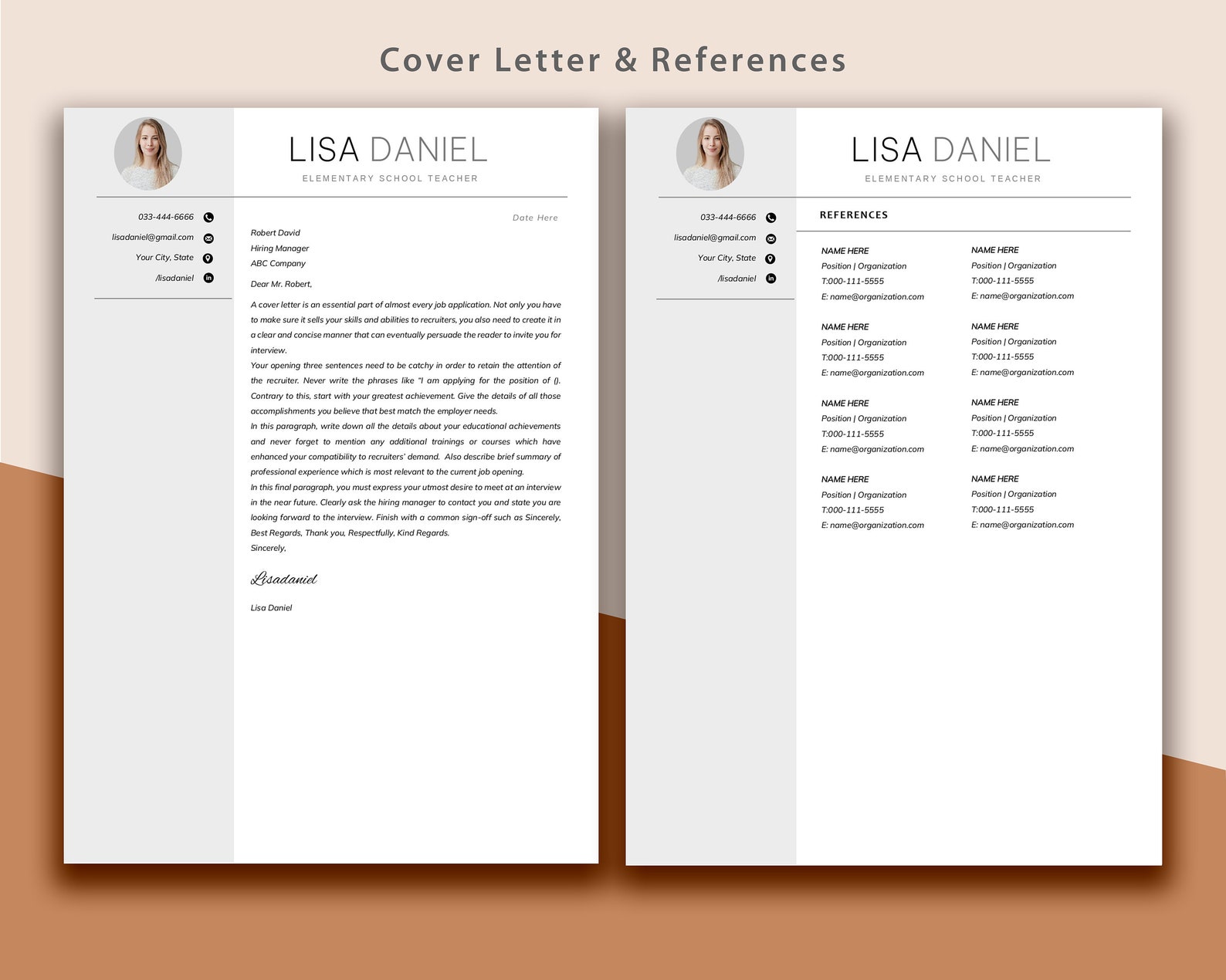 Professional Modern Resume Template Teacher Resume With Photo, Clean ...
