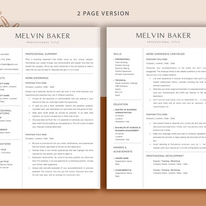 Modern Executive Resume Template Word & Pages Resume Google - Etsy