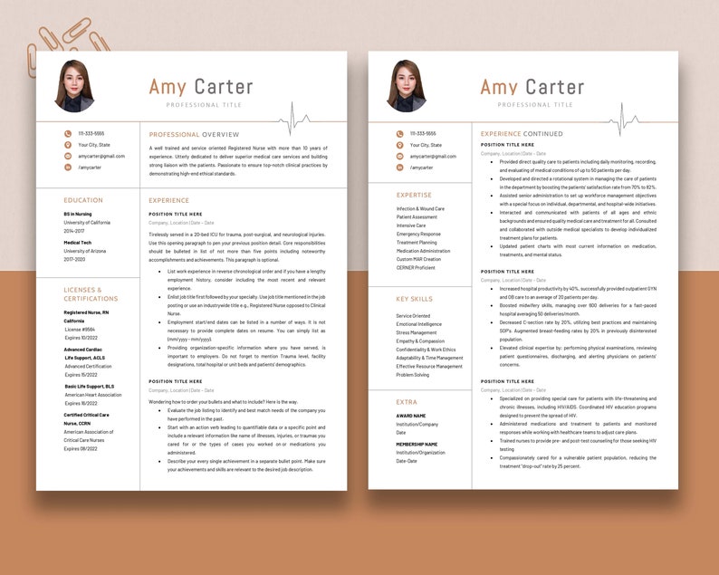 Modern Nurse Resume Template Nursing Student Resume Resume | Etsy